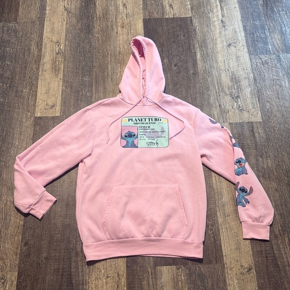 Disney | Tops | Disney Liilo Stitch Pink Hoodie Driver License Planet ...